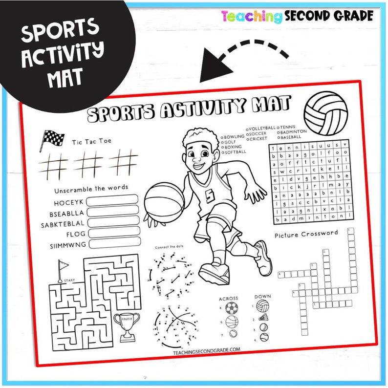 Sports Activity Printable Coloring Placemat Basketball Coloring Sheet ...