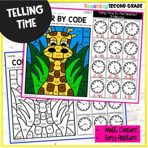 Telling Time Color by Number Printable Math Activities for 1st 2nd ...