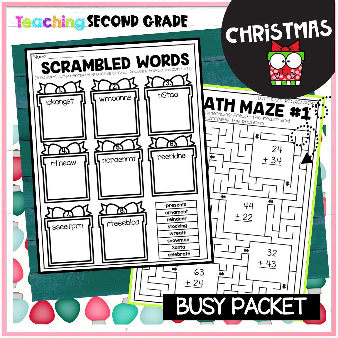 Christmas Fun Packet for Kids | 1st-2nd Grade Worksheets | Math, ELA ...