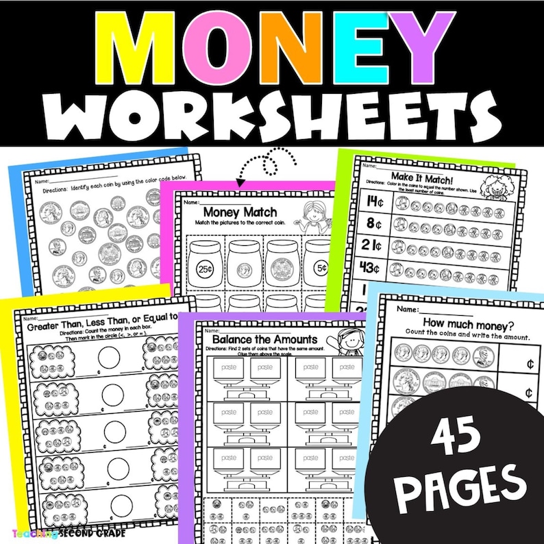 Kids Money Activity Worksheet Bundle 1st 2nd 3rd Grade Math Games ...