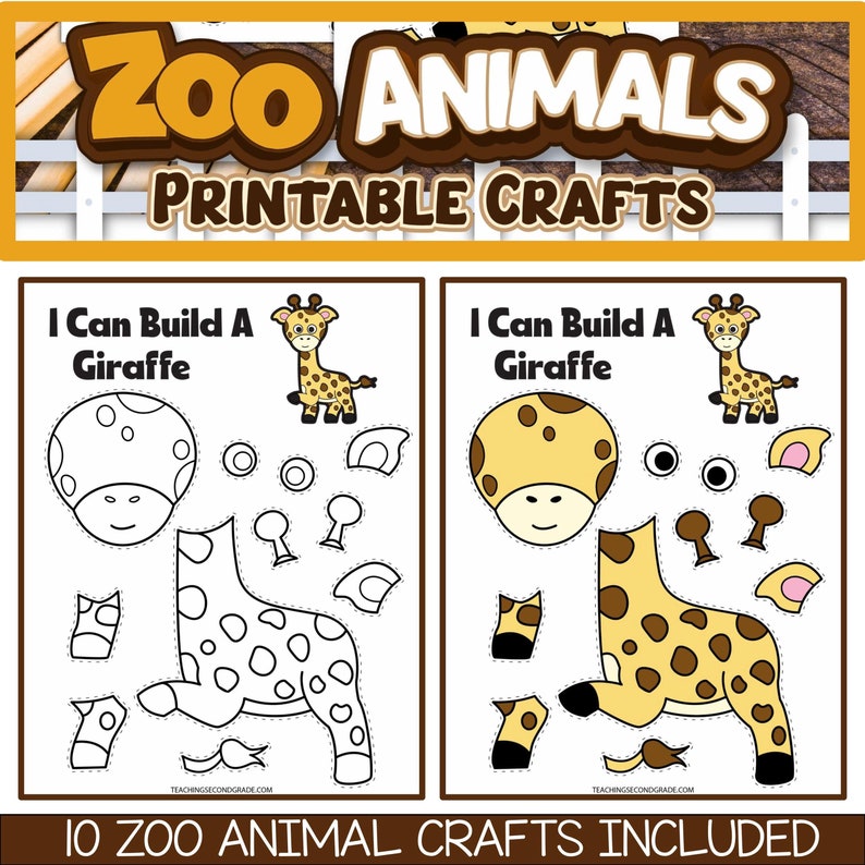 Zoo Animal Printable Crafts Scissor Skills Cutting Paper Animals ...