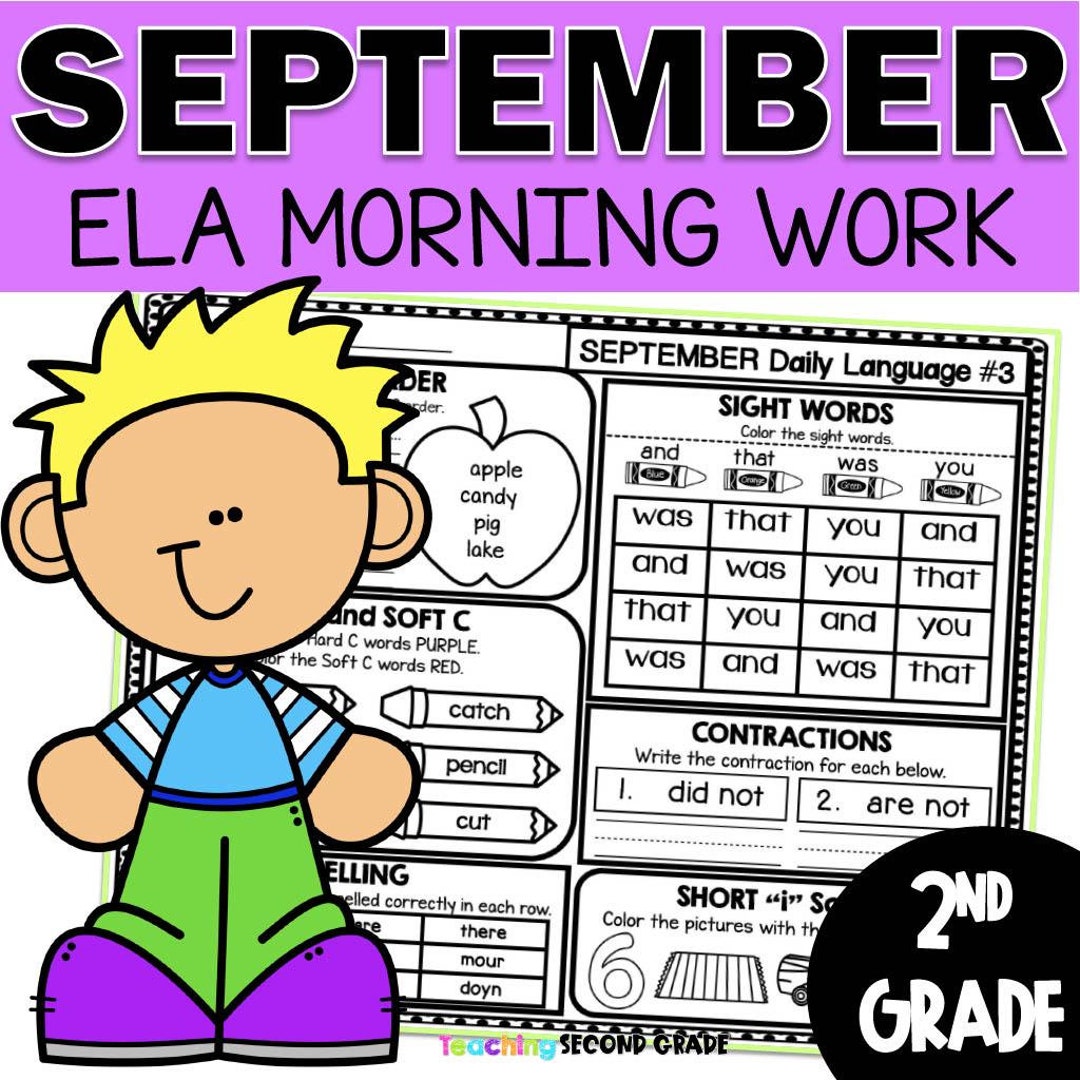 44-page Morning Work 2nd Grade Worksheet Bundle English Language Arts ...