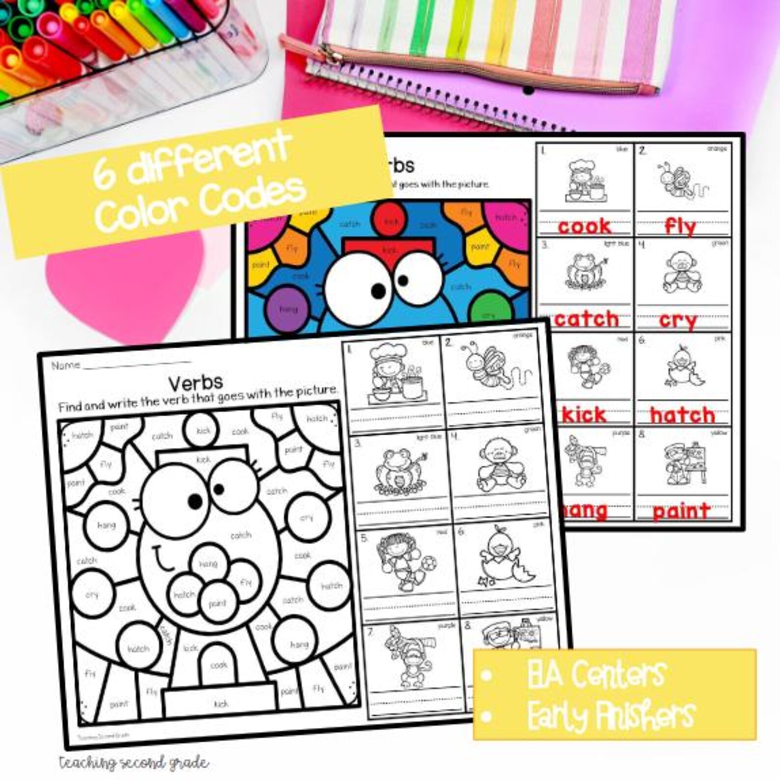 Kids Monthly Color by Code Worksheet Bundle Grammar Reading Activities ...