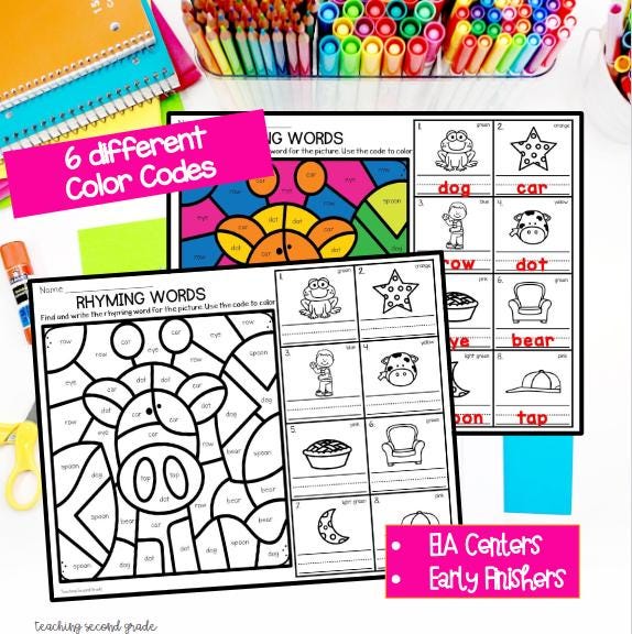 Kids Monthly Color by Code Worksheet Bundle Grammar Reading Activities ...