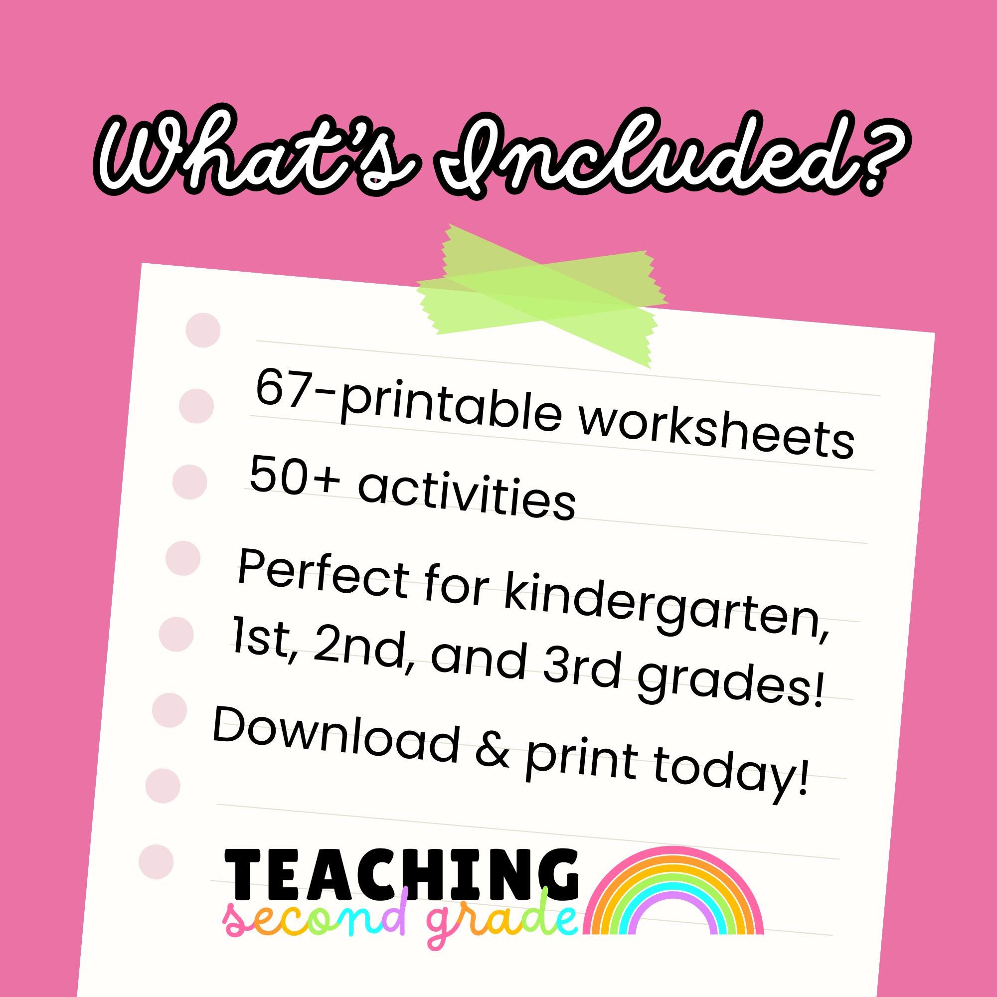 Fall Themed Math and Reading Printable Worksheets Bundle for 1st 2nd ...