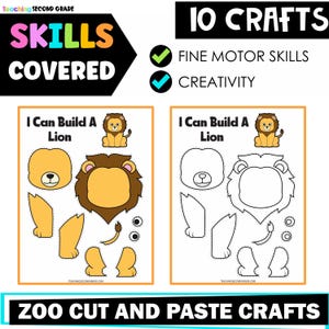 Zoo Animal Printable Crafts Scissor Skills Cutting Paper Animals ...