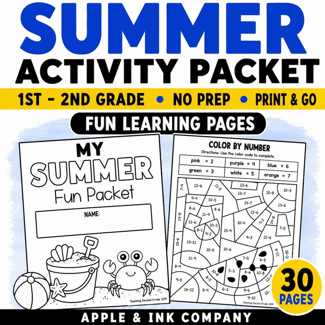 Summer Activity Packet, 1st-2nd Grade Fun Learning Pages (30 Pages) - Etsy