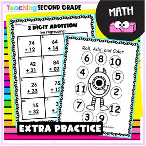 70-page 2nd Grade Printable Math Worksheets Bundle Second Grade Prep ...