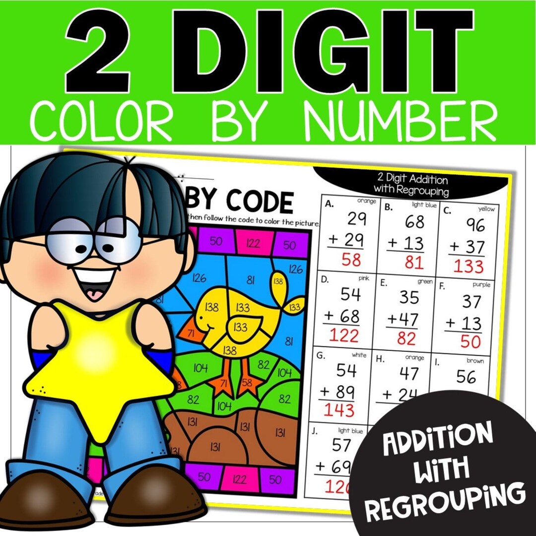 Farm Color by Number Printable Math Activities for 1st 2nd 3rd Grade ...