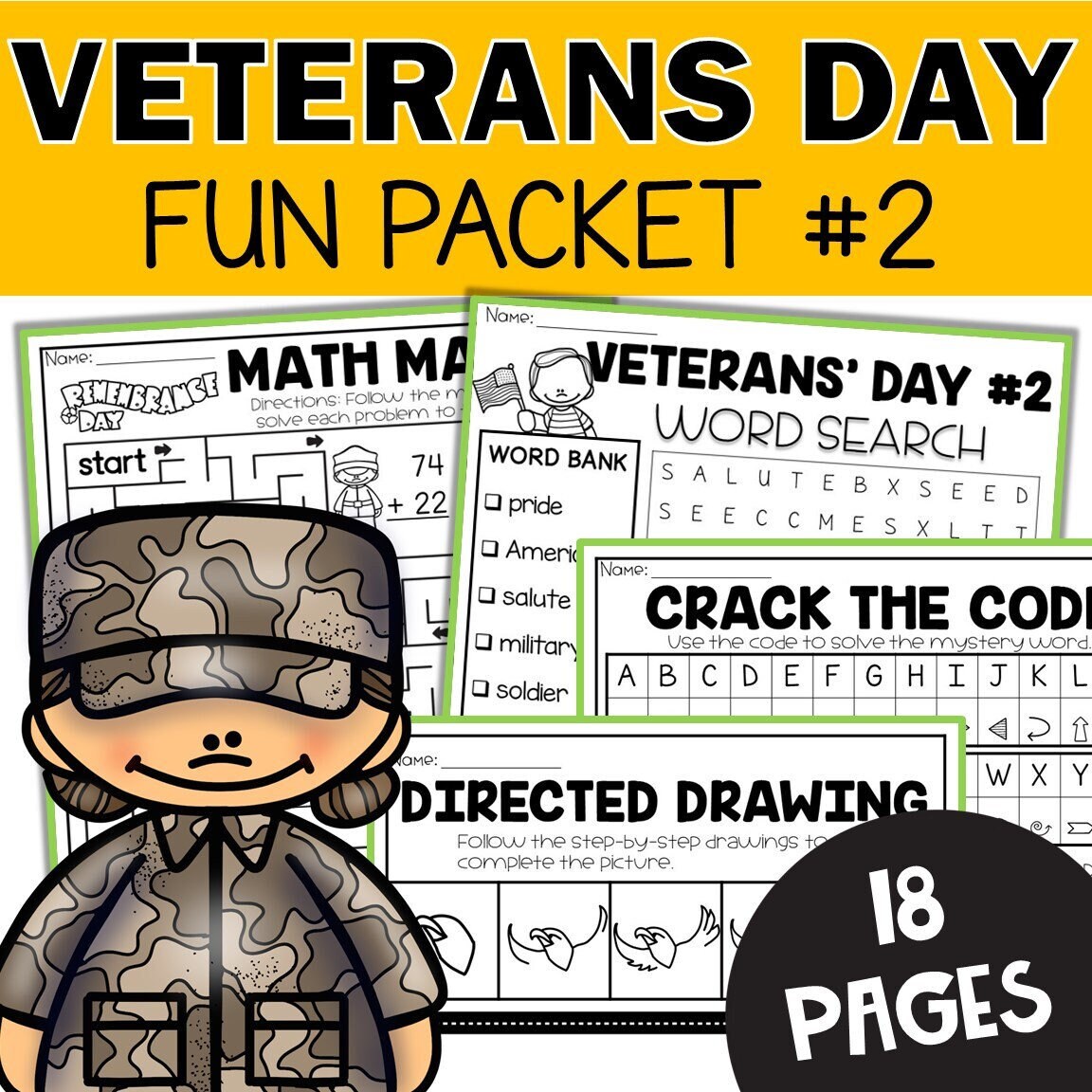 Veterans Day Printables for Kids 1st, 2nd, 3rd Grade or Homeschool Word ...