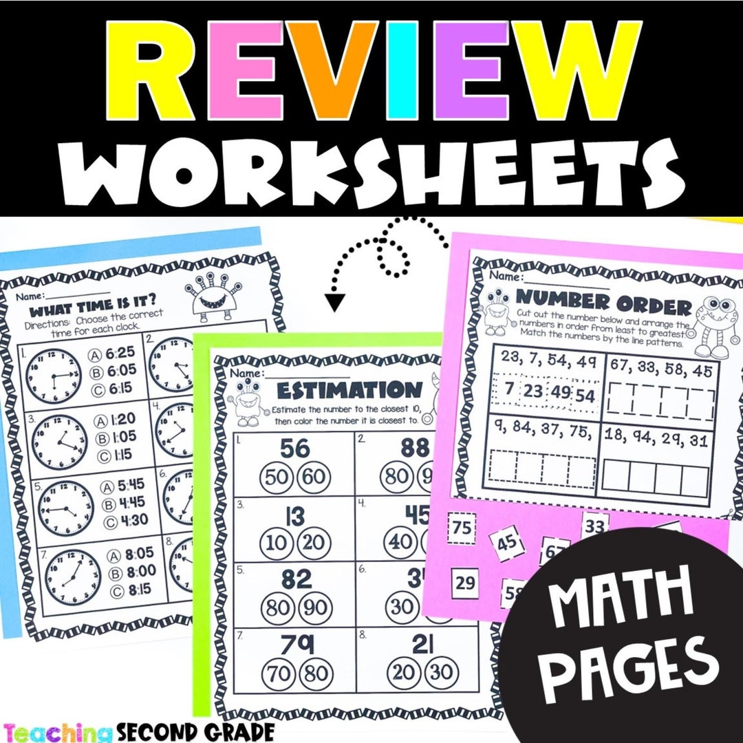 70-page 2nd Grade Printable Math Worksheets Bundle Second Grade Prep ...