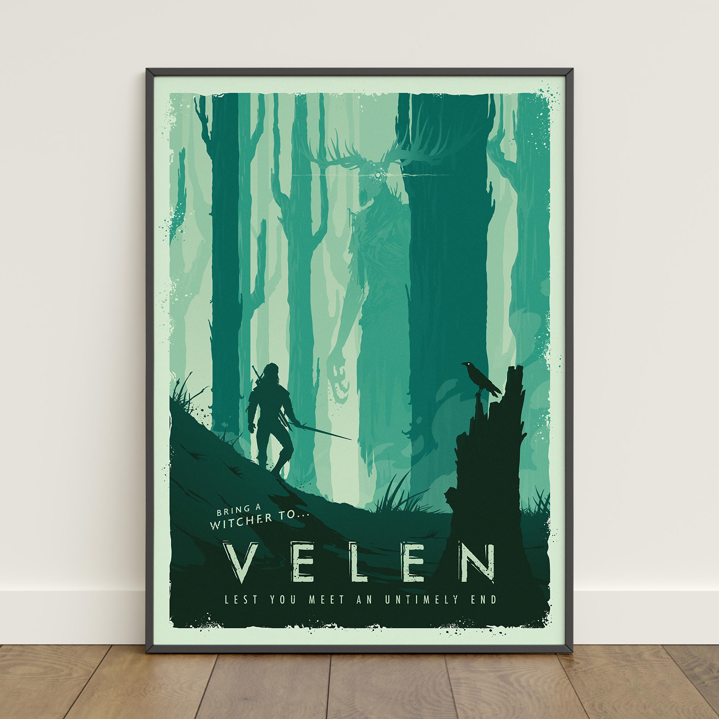 Witcher World Map Poster | Continent Locations Wall Art | Game Canvas ...