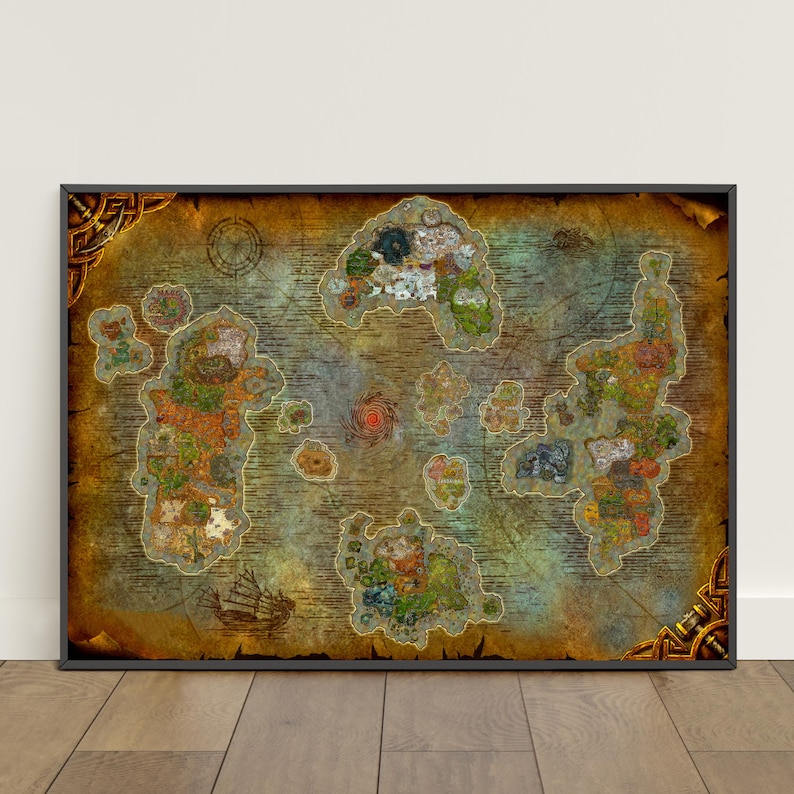 Warcraft Map Poster | Azeroth Wall Art | Game Canvas Print - Etsy