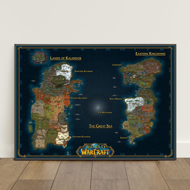Warcraft Map Poster | Azeroth Wall Art | Game Canvas Print - Etsy