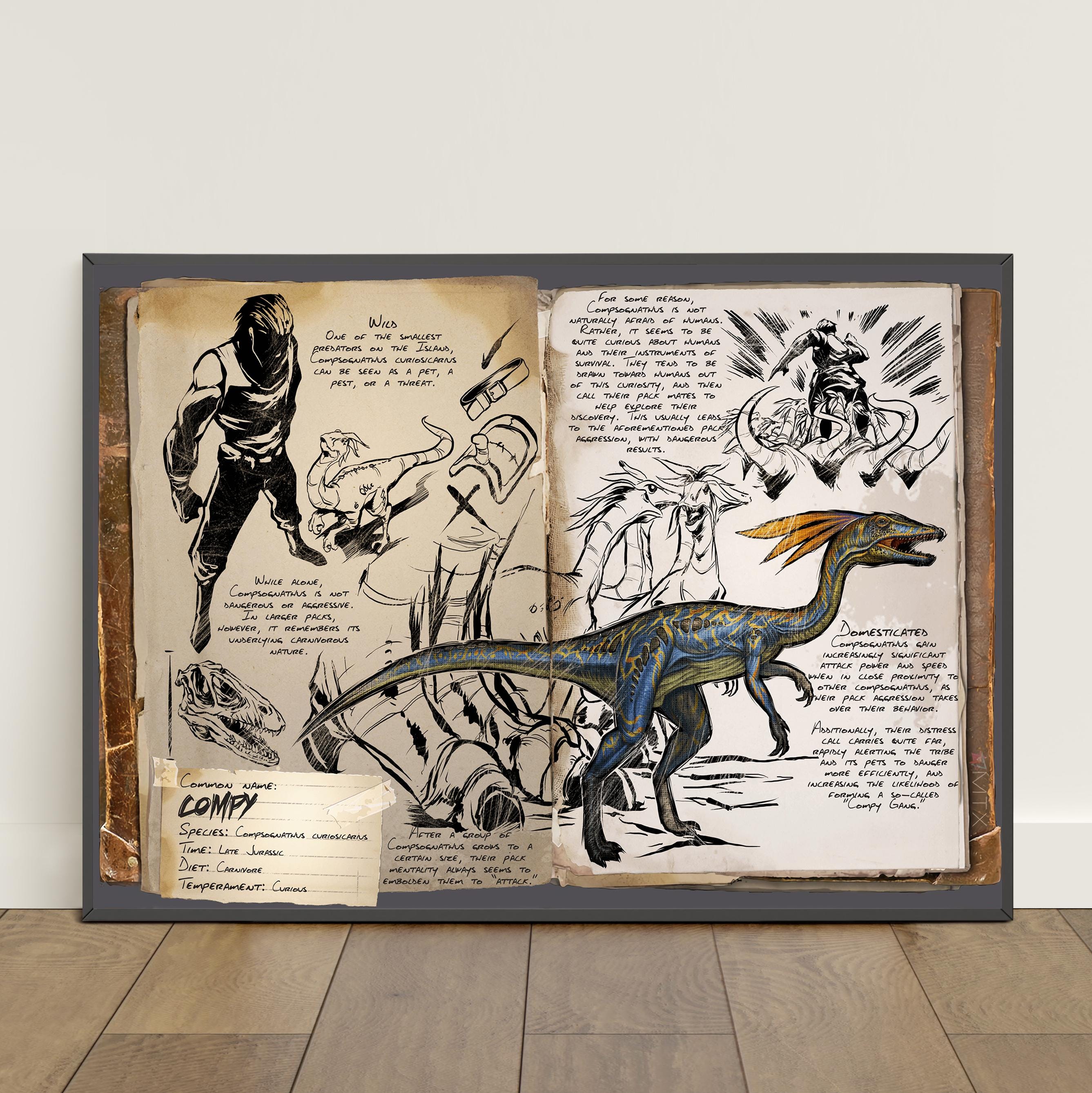 ARK Survival Evolved Dossiers Poster | Dinosaurs Wall Art | Game Canvas ...