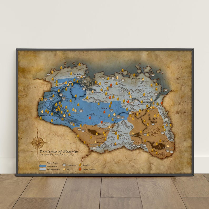 Dragonborn’s Homeland Map Poster | Land of the Dragonborn Wall Art ...