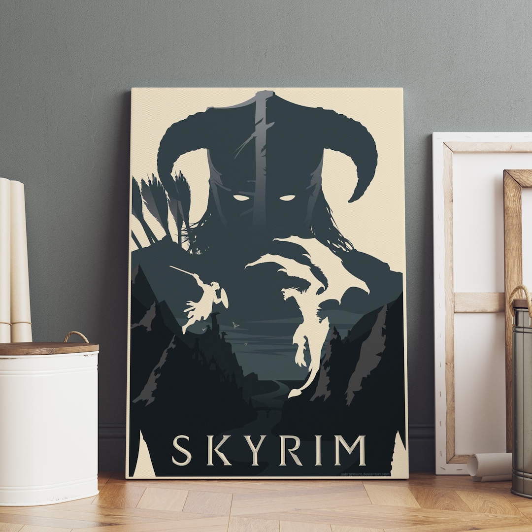 The Elder Scrolls V Skyrim Poster, Dragonborn Wall Art, Rolled Canvas ...