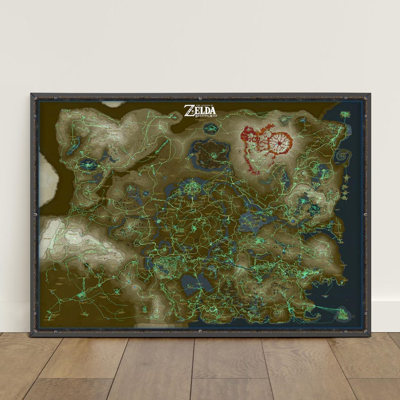 Legend of Zelda Map Poster | Hyrule Map Wall Art | Game Canvas Print - Etsy