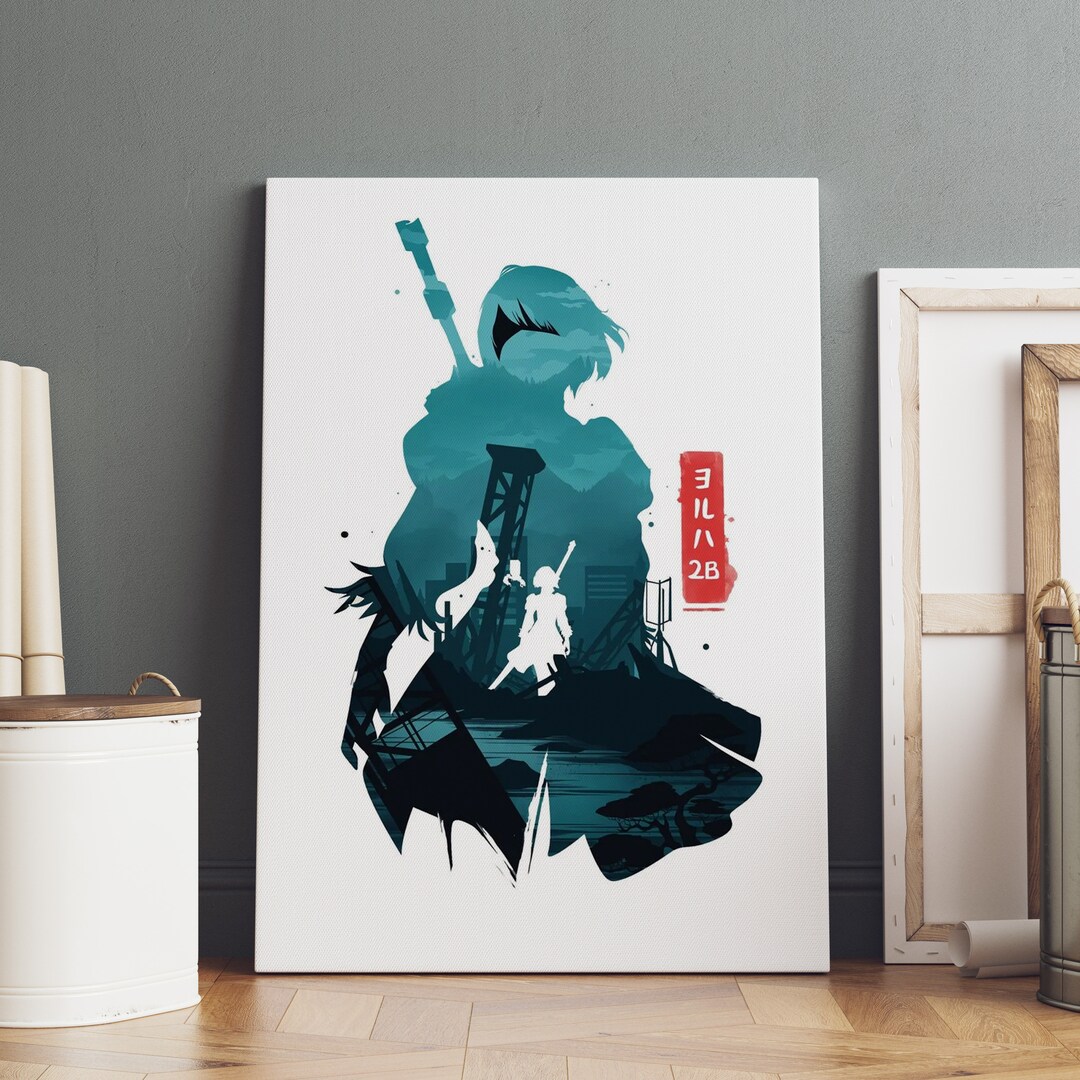 Nier Automata Poster, 2B Wall Art, Rolled Canvas Print, Game Poster ...