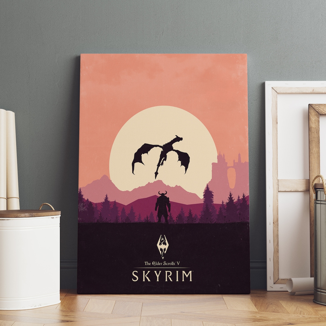 The Elder Scrolls V Skyrim Poster, Dragonborn Wall Art, Rolled Canvas ...