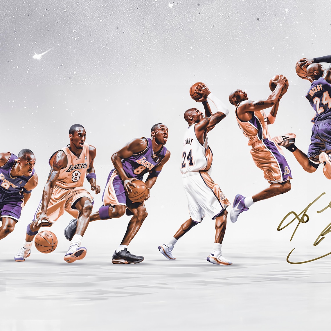 Kobe Bryant Timeline Poster | Black Mamba Wall Art | Basketball Legend ...