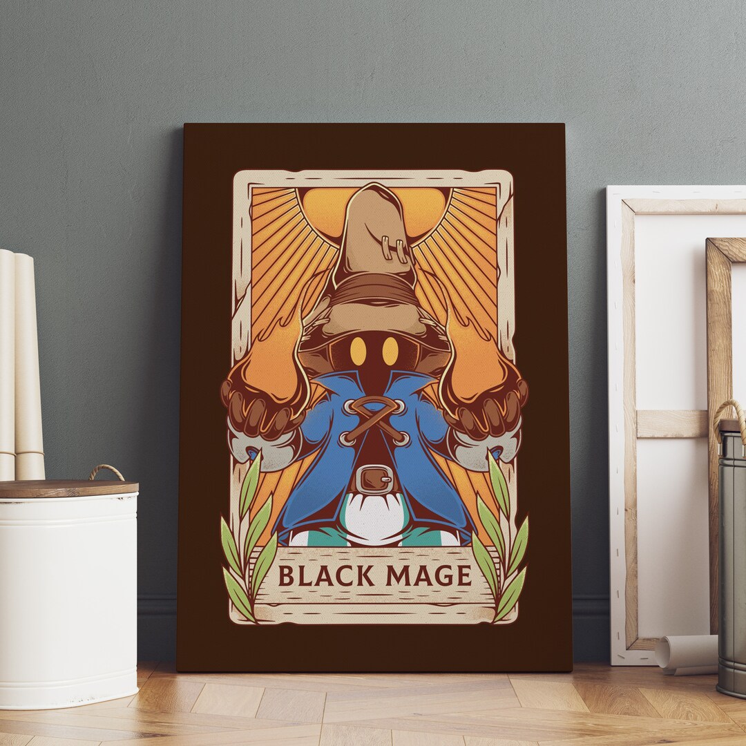 Final Fantasy Poster, Black Mage Wall Art, Rolled Canvas Print, Game ...