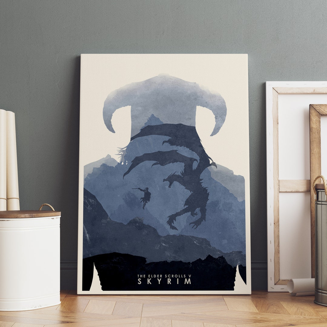 The Elder Scrolls V Skyrim Poster, Dragonborn Wall Art, Rolled Canvas ...