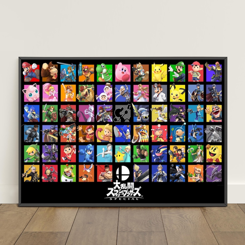 Super Smash Bros Poster | Super Mario Wall Art | Game Canvas Print - Etsy