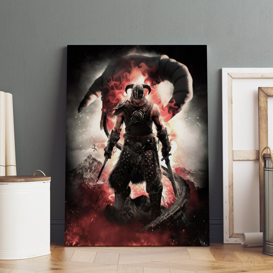 The Elder Scrolls V Skyrim Poster, Dragonborn Wall Art, Rolled Canvas ...