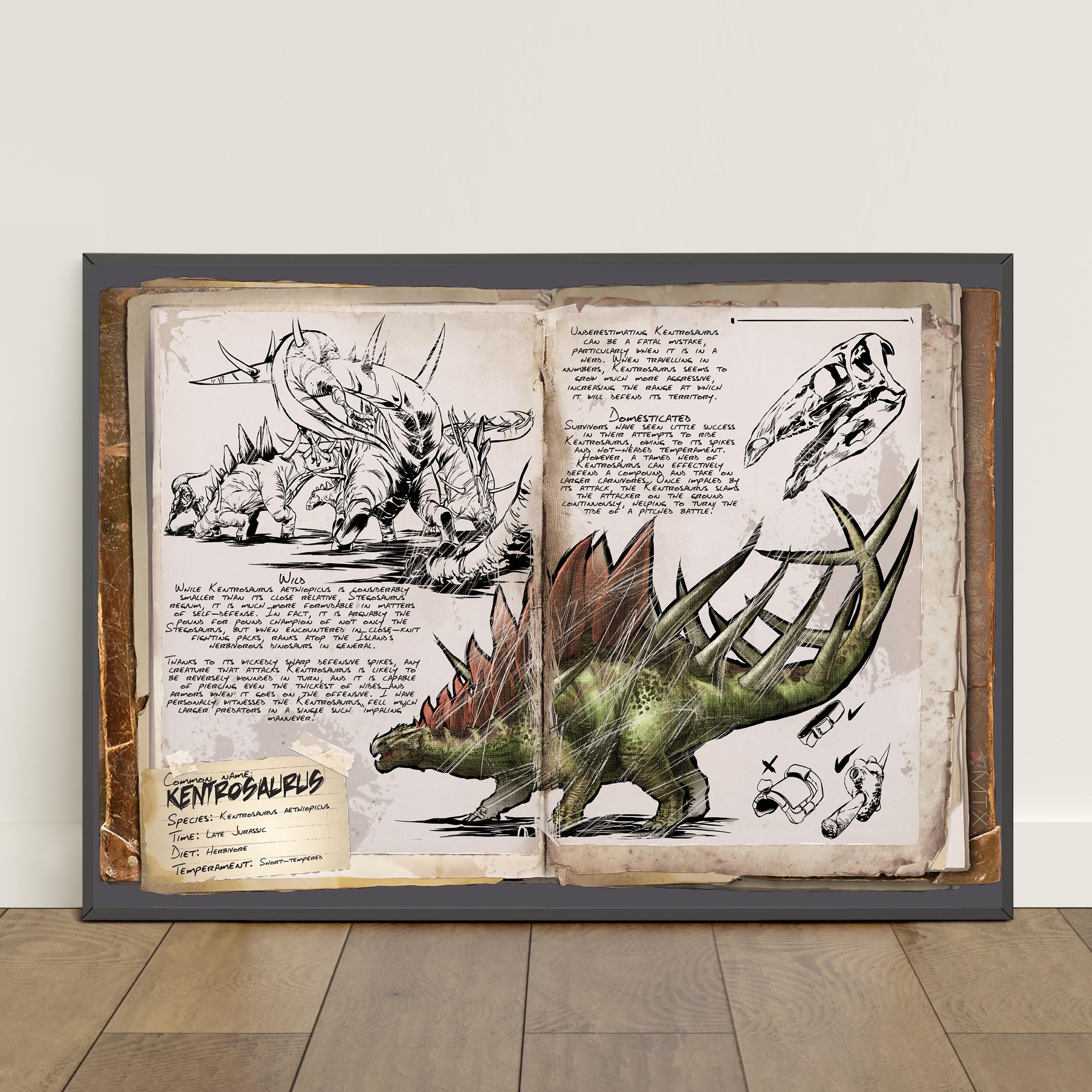 ARK Survival Evolved Dossiers Poster | Dinosaurs Wall Art | Game Canvas ...