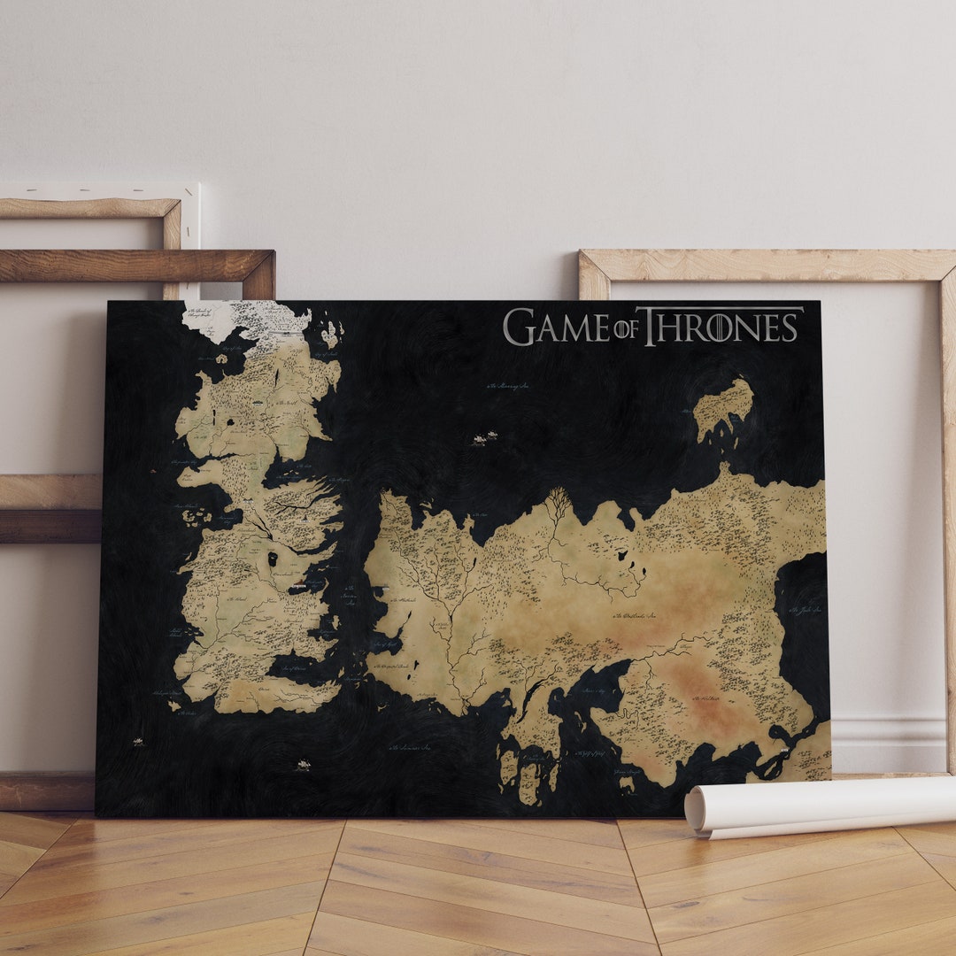 Game of Thrones Map Poster Westeros Wall Art Premium Canvas - Etsy ...