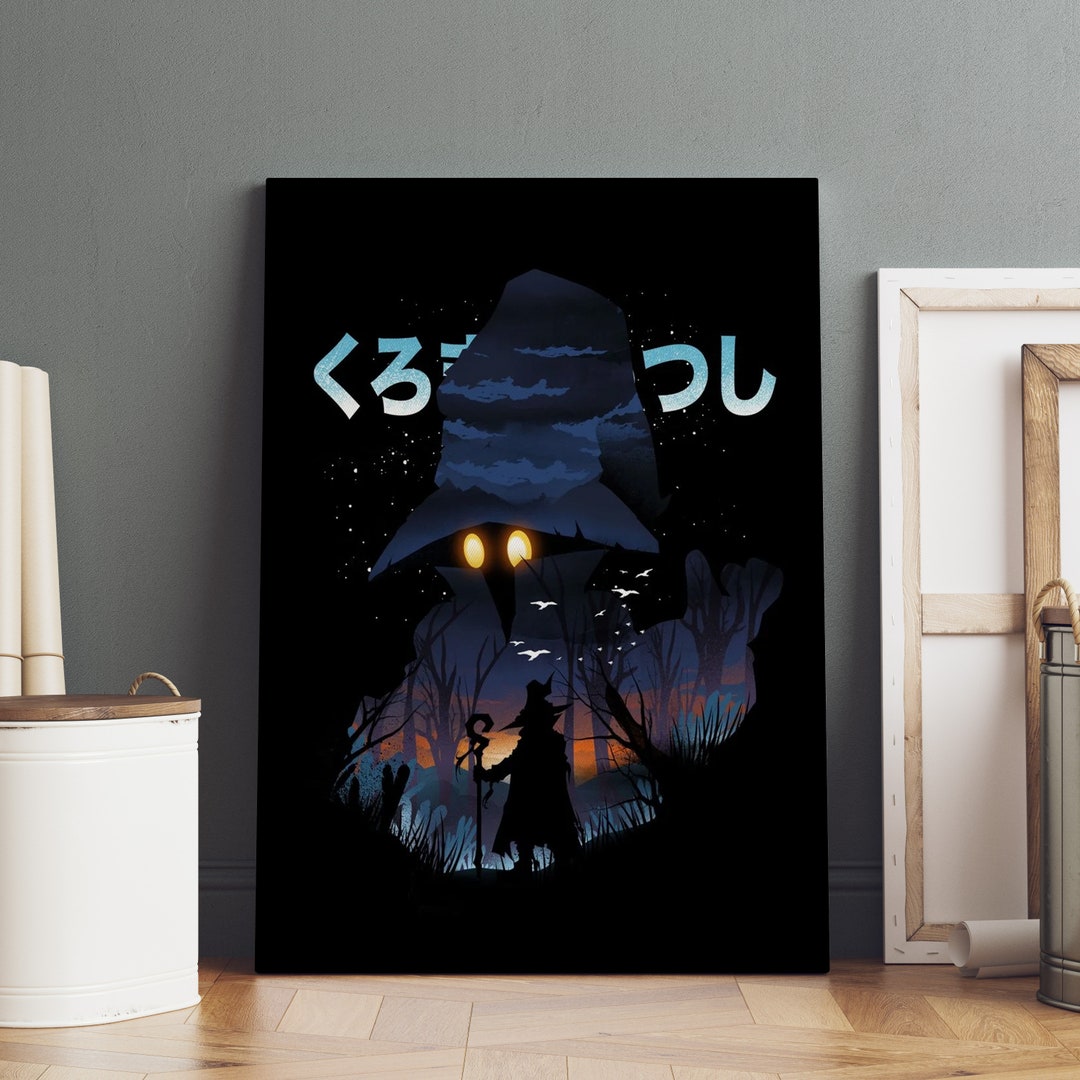 Final Fantasy Poster, Black Mage Wall Art, Rolled Canvas Print, Game ...