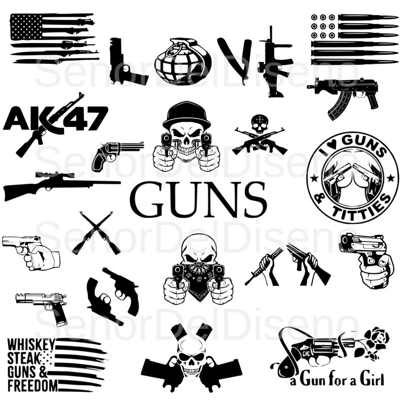 Guns Svg Military Weapon Svgak 47 Pistol Svg Weapon Svg Clipart Silhouette Cut File
