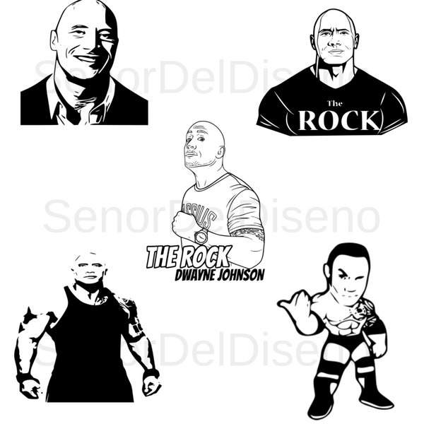 Wwe the rock outline - Etsy México