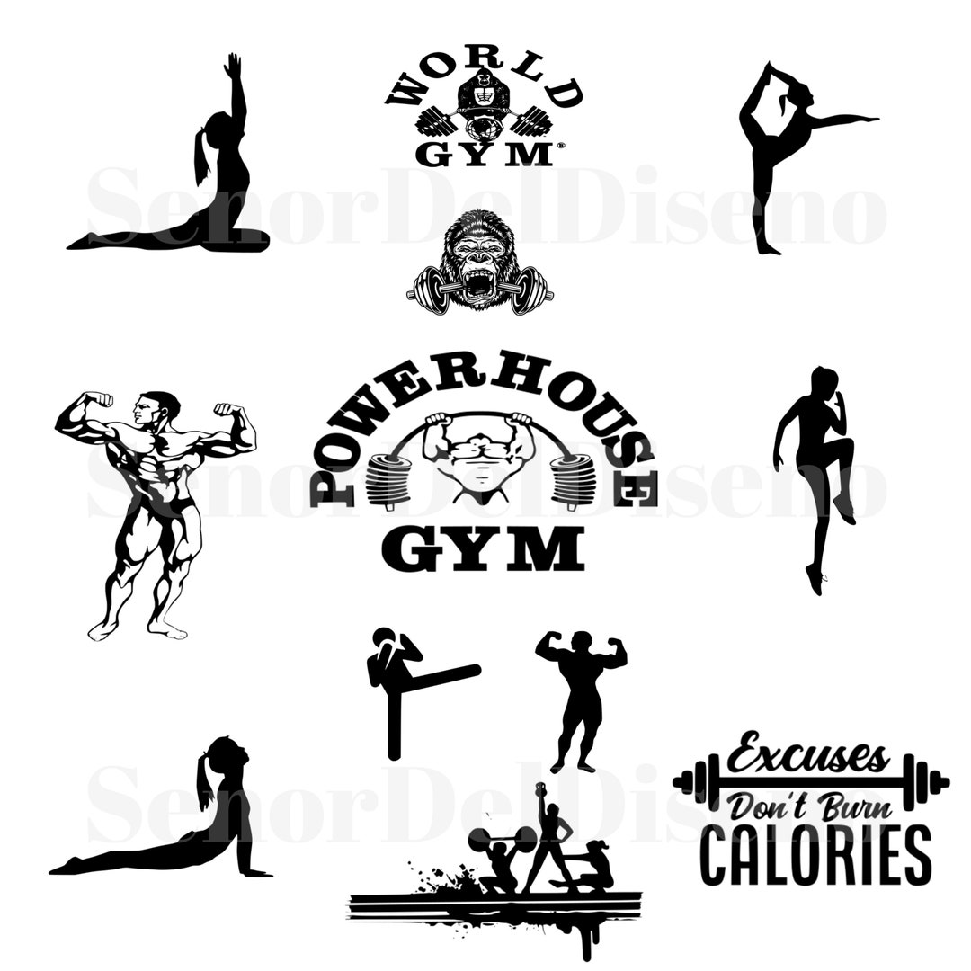 Bodybuilding Svg, Gym SVG Bundle, Fitness Svg, Aerobic Svg, Weights Svg ...