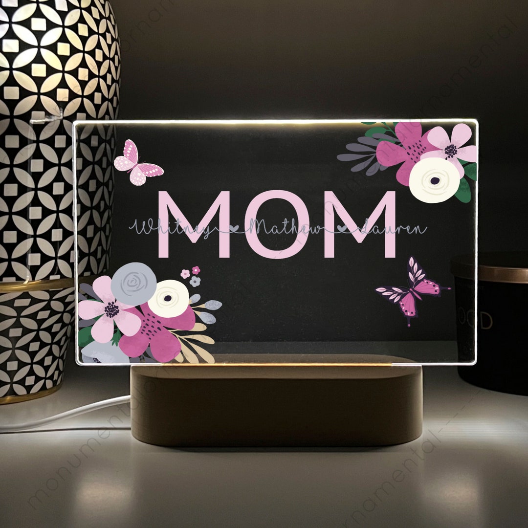 Personalized Acrylic Mom Night Light, Custom Printed Mother's Day ...