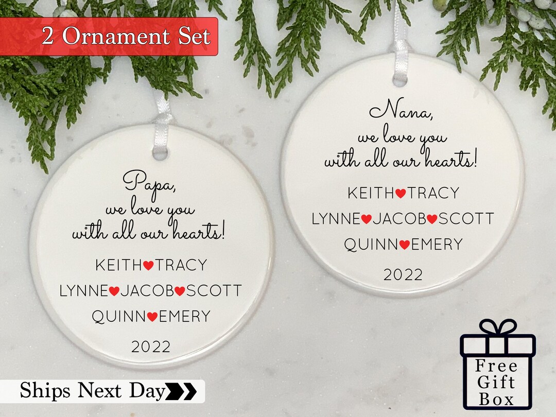 Grandparents Ornament Set, Personalized Grandparent Ornament With ...