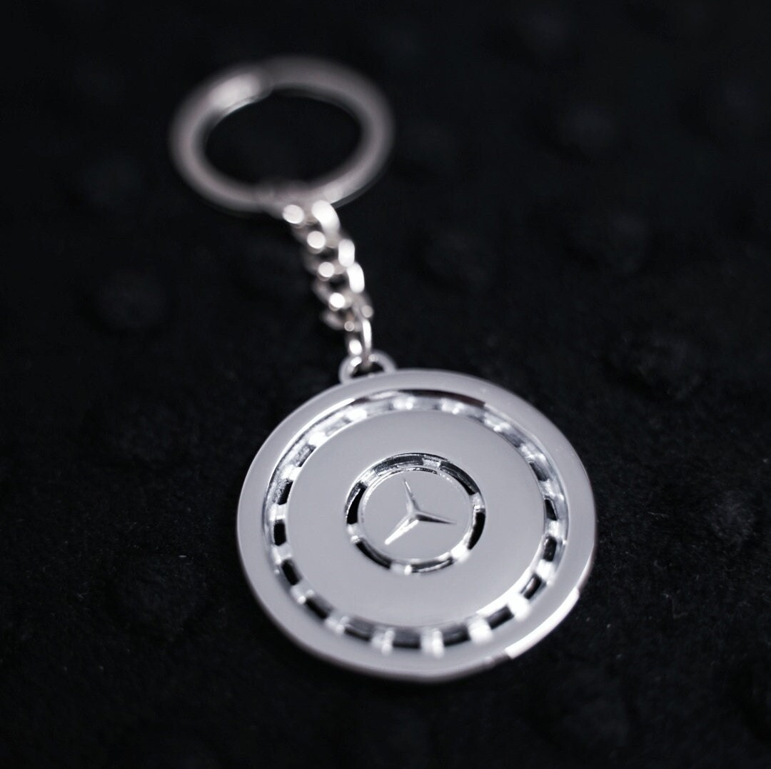Top Quality Hubcap Mercedes Keychain Keyring Chrome Alloy Wheel Old ...