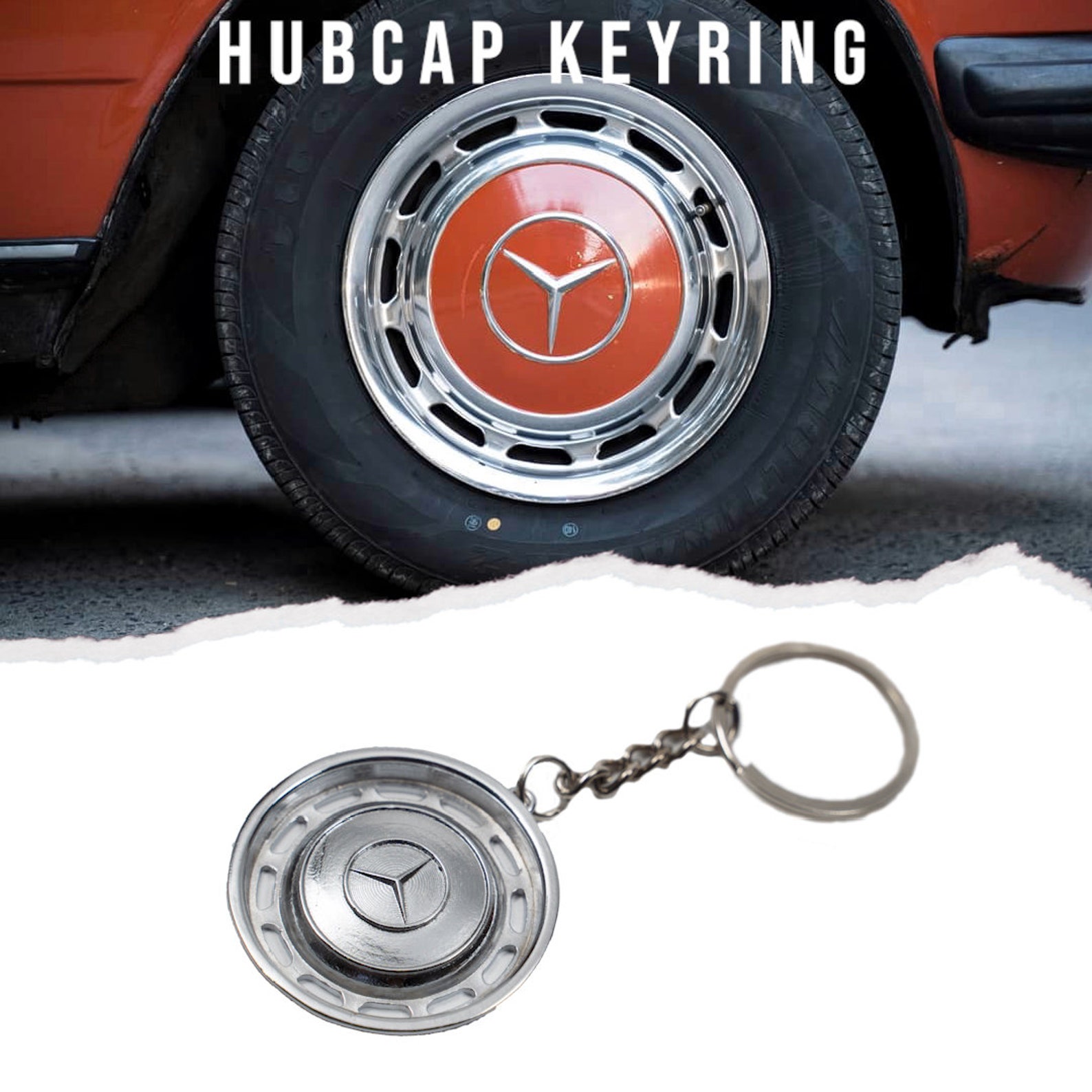 Top Quality Hubcap Mercedes Keychain Keyring Chome Alloy Wheel Old ...