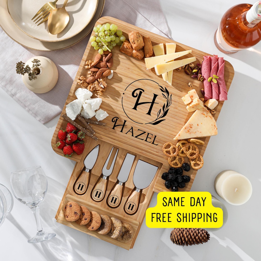 Personalized Retirement Charcuterie Board: Engraved Bamboo Cheese Board ...