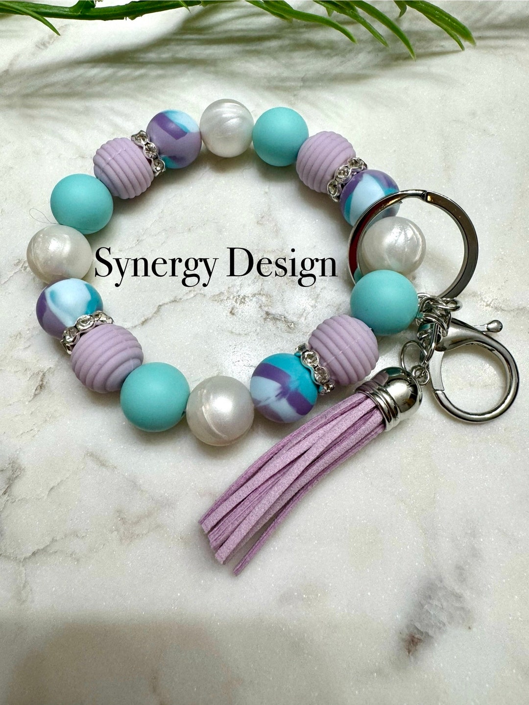 Wristlet Keychain/purple/aqua/custom Keychain/stretchy Keychain ...