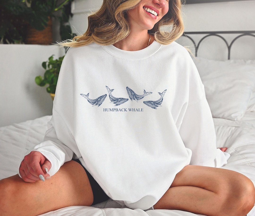 Humpback Whale Sweatshirt, Minimalist Sea Animal Shirt, Gift for Ocean ...