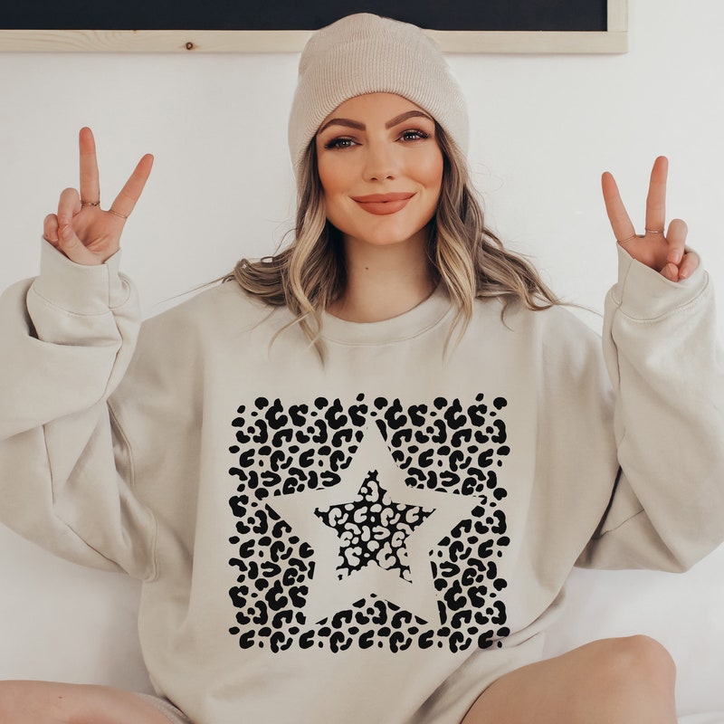 Cheetah Star Print Hoodie - Etsy