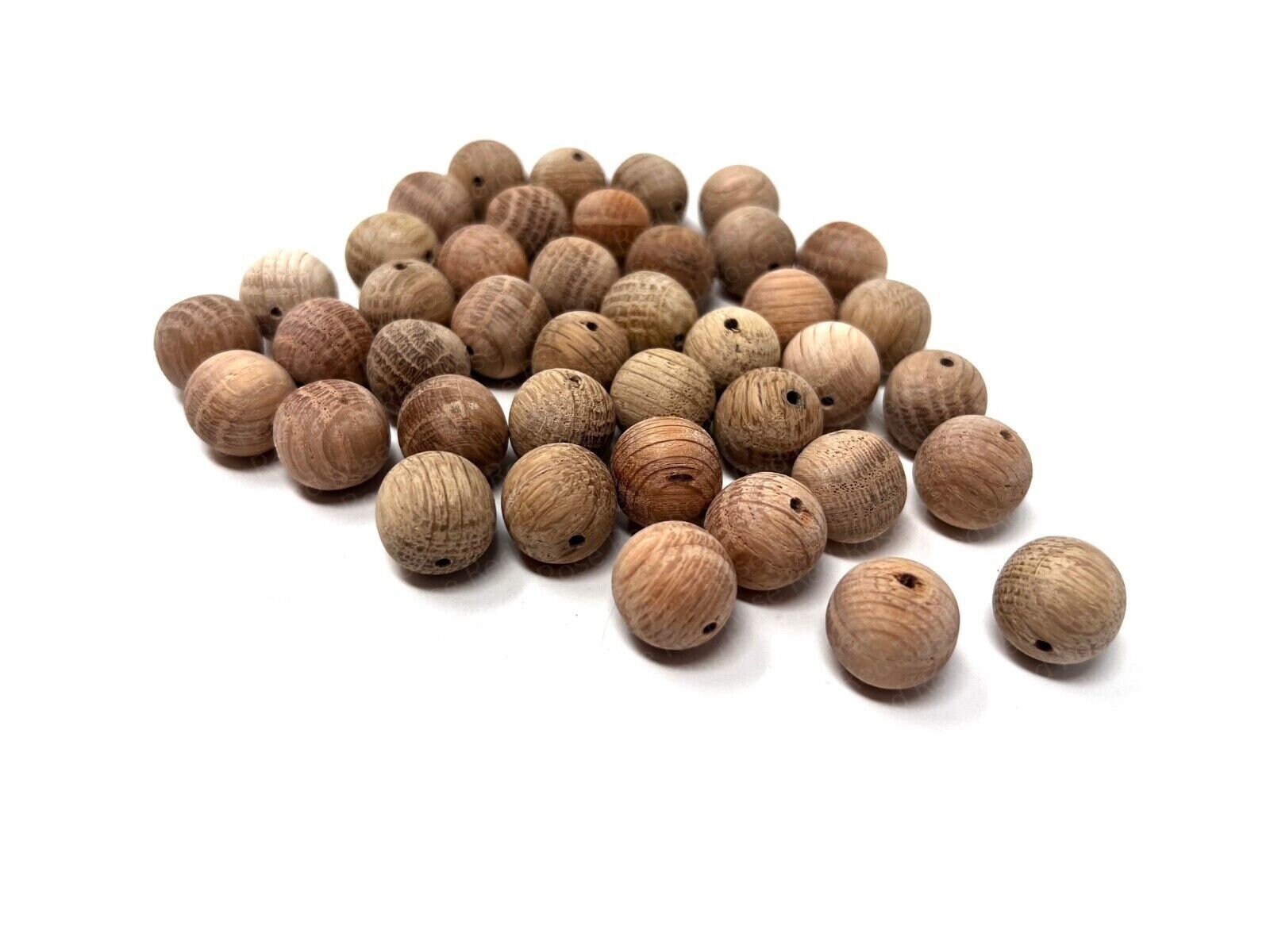 10 X Solid Oak Beads, Natural Wood Balls Craft, Round Oblong - Etsy