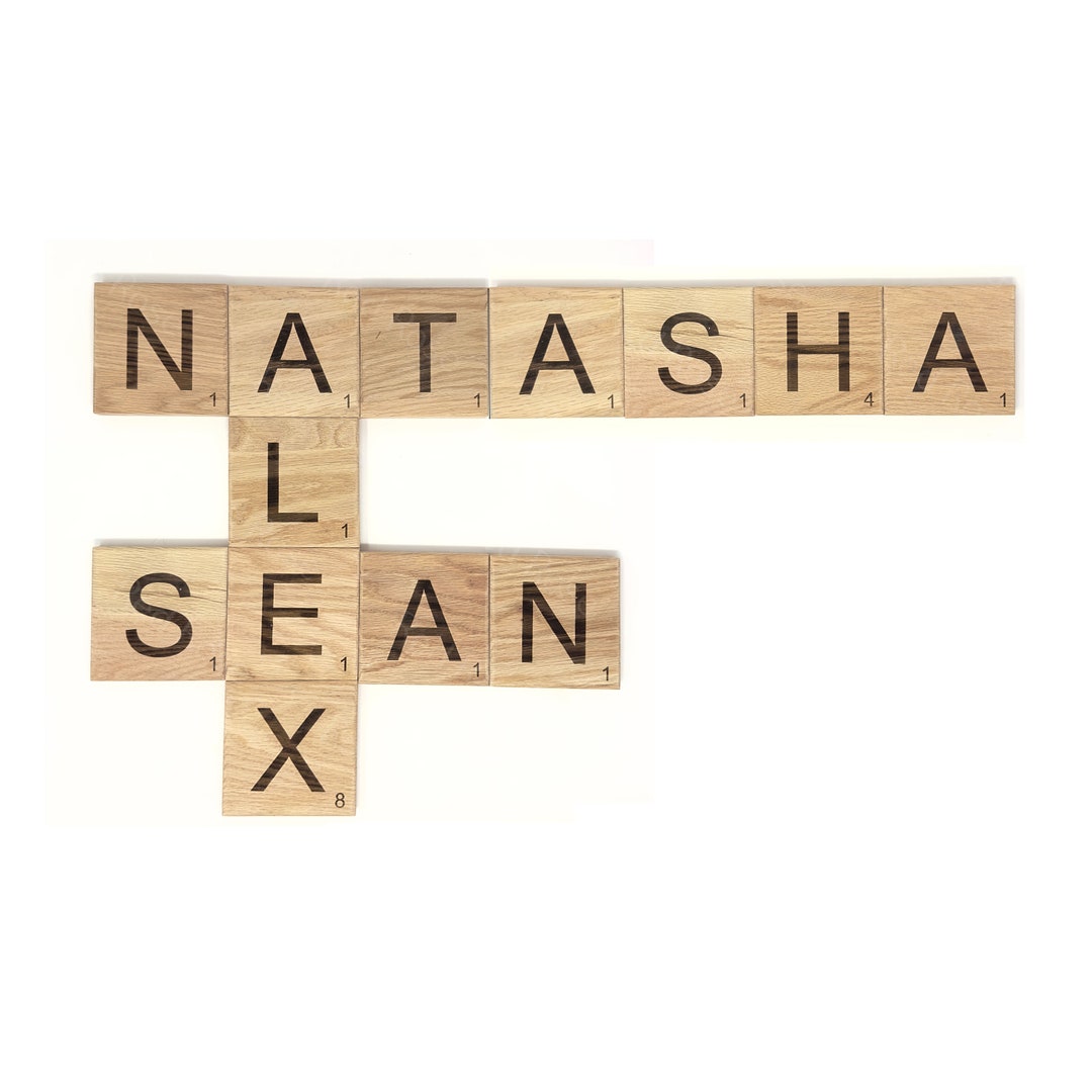 Solid Oak Scrabble Large Tile Letter Number Wooden Sign Customise Decor ...