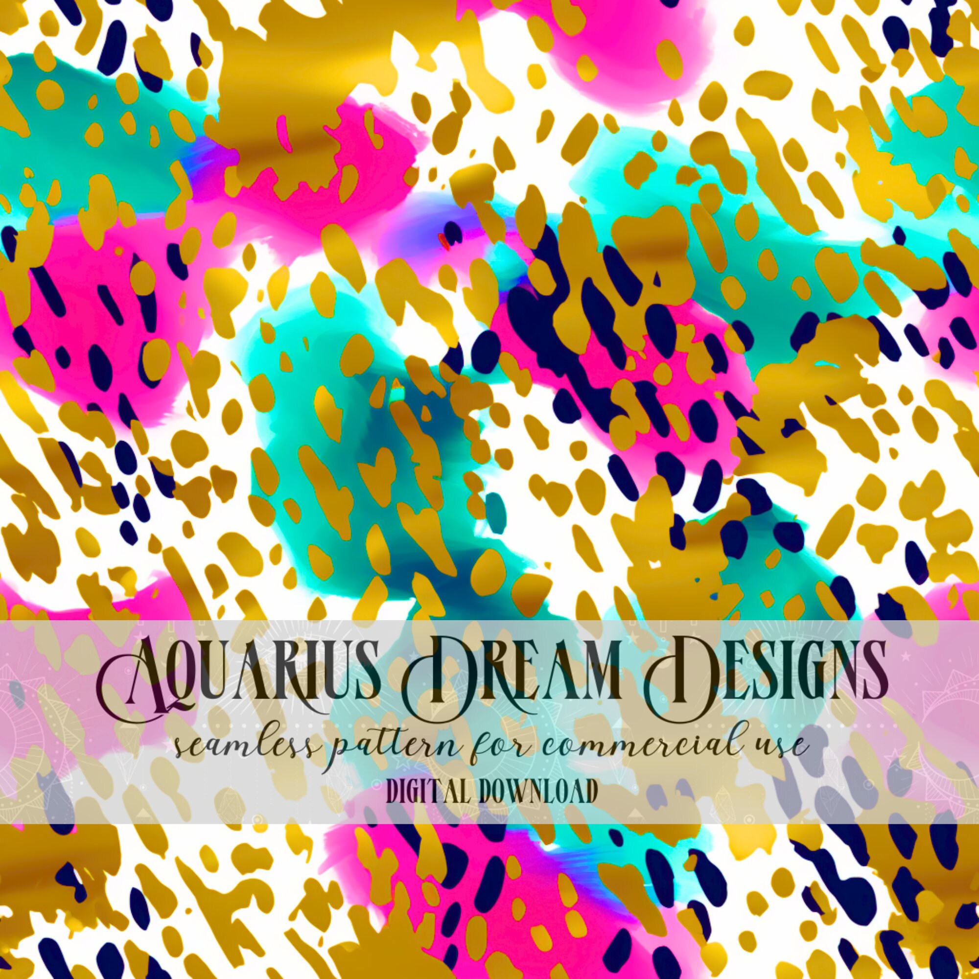 Gold Rainbow Leopard Print Seamless Pattern, Gold Leopard Seamless File ...