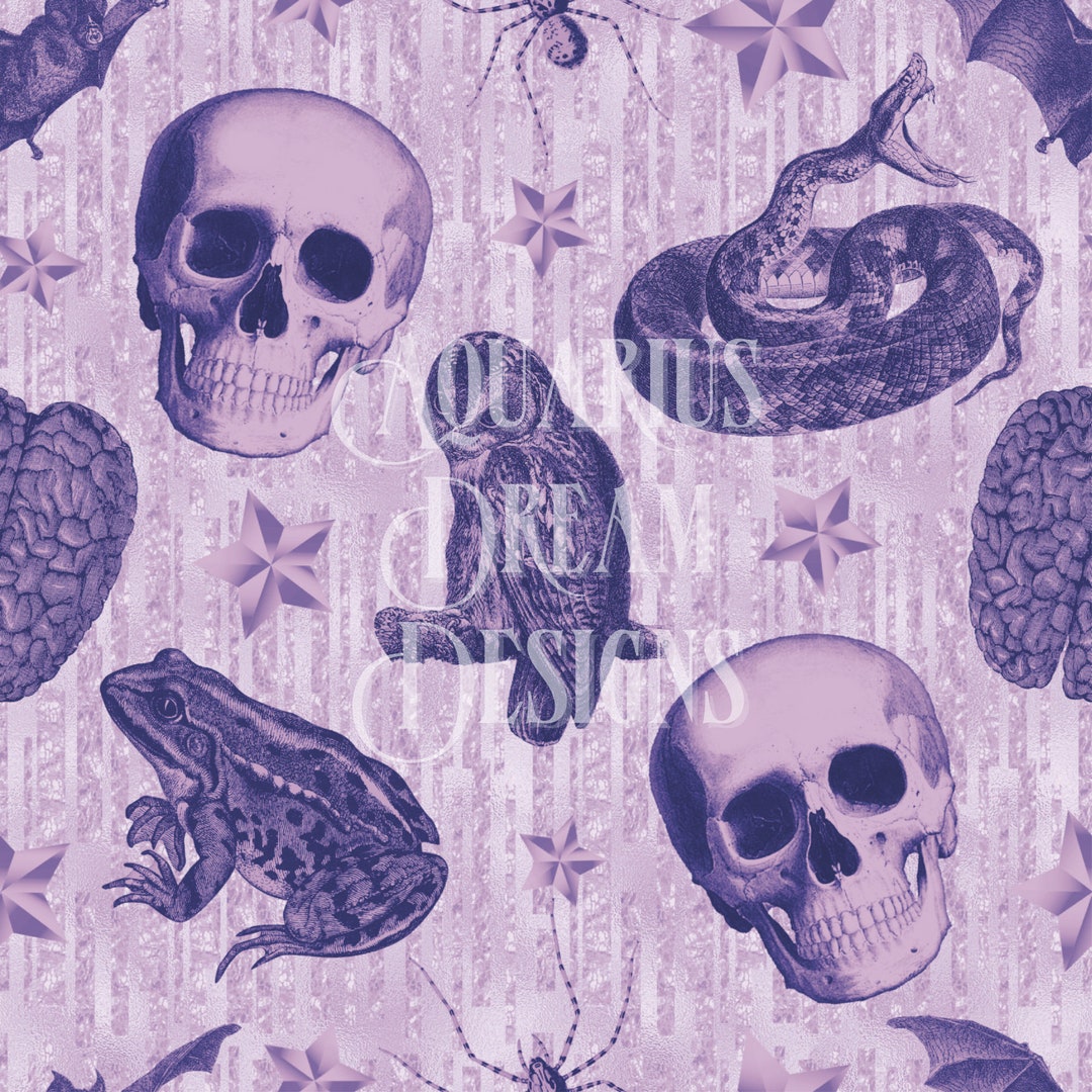 Pastel Cottagecore Seamless Pattern Pastel Goth Pattern Purple Goth Repeating Pattern Creepy ...