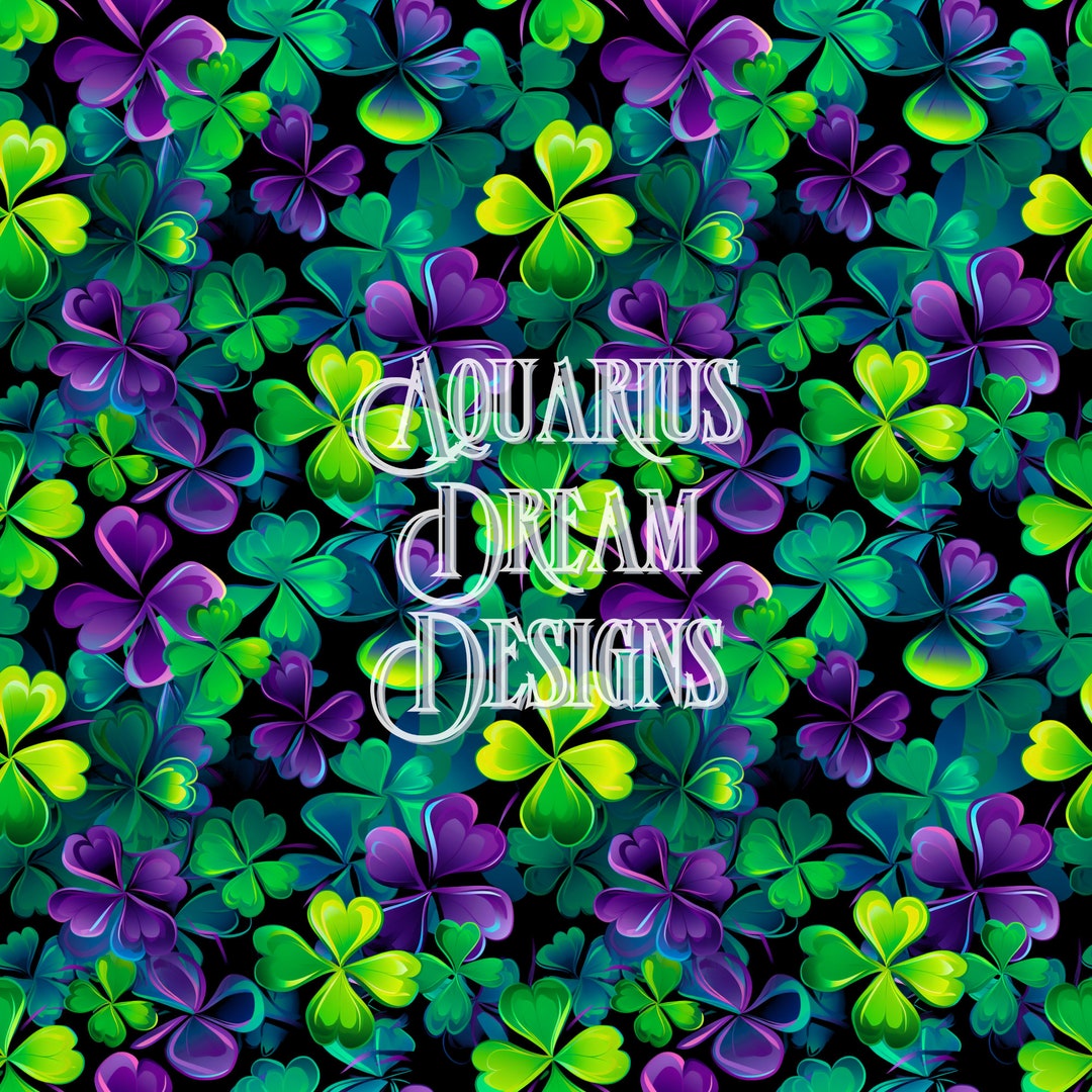 St Patricks Day Seamless File, Neon Shamrocks Seamless Pattern ...