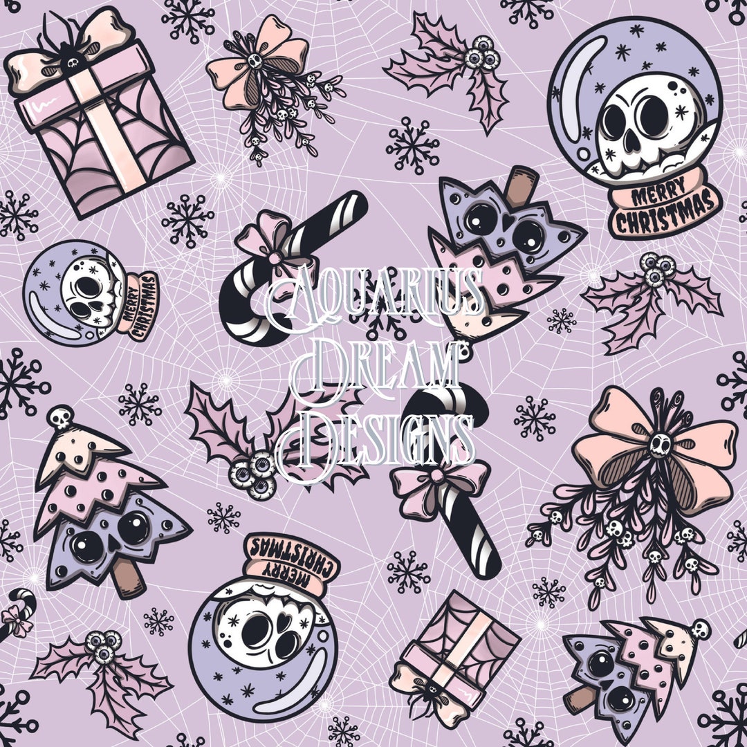Pastel Goth Pattern - Creepy Christmas Seamless Pattern for Fabric and ...