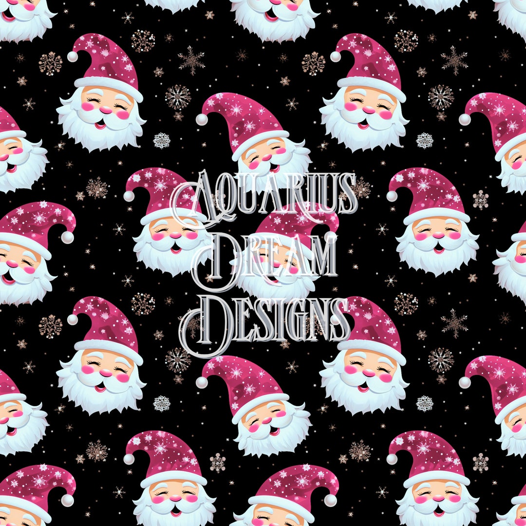 Cute Pink Santa Seamless File, Pink Santas Seamless Pattern, Sparkle ...